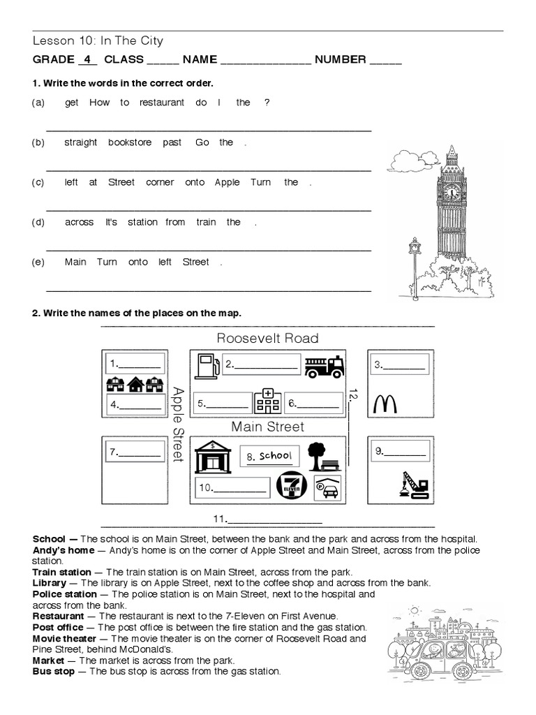 In The City Worksheet | PDF