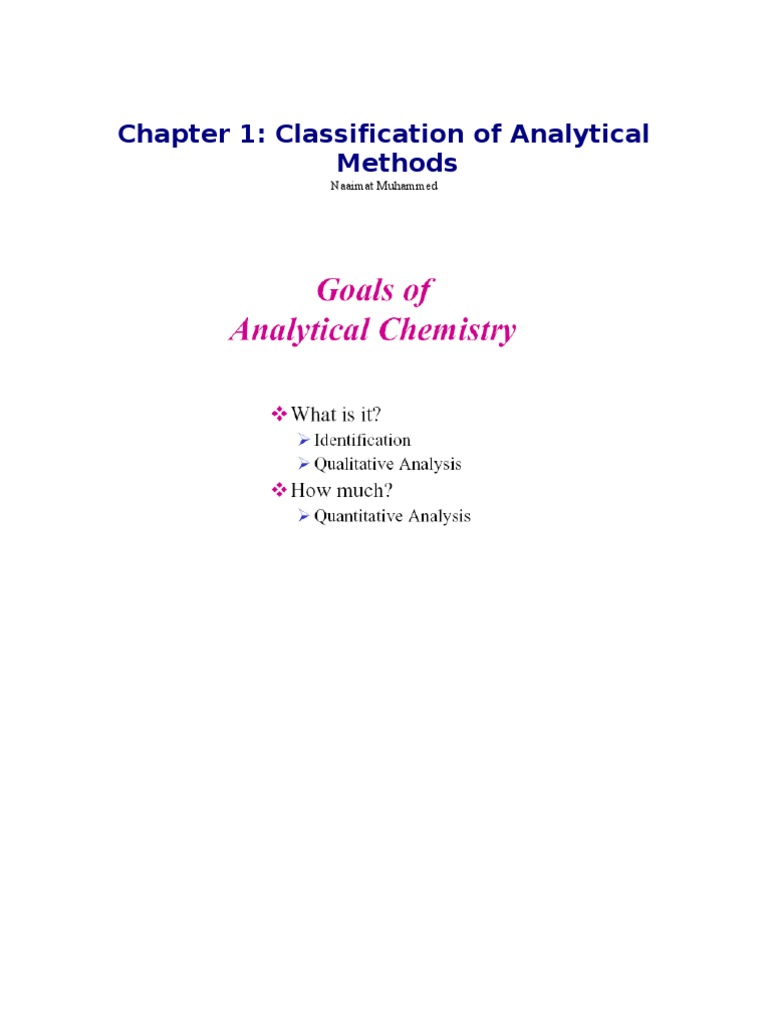 Classification of Analytical Methods | PDF | Analytical Chemistry ...