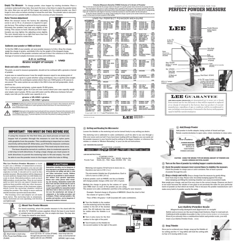 Perfect Powder Measure: Guarantee | PDF | Grain (Unit) | Gunpowder