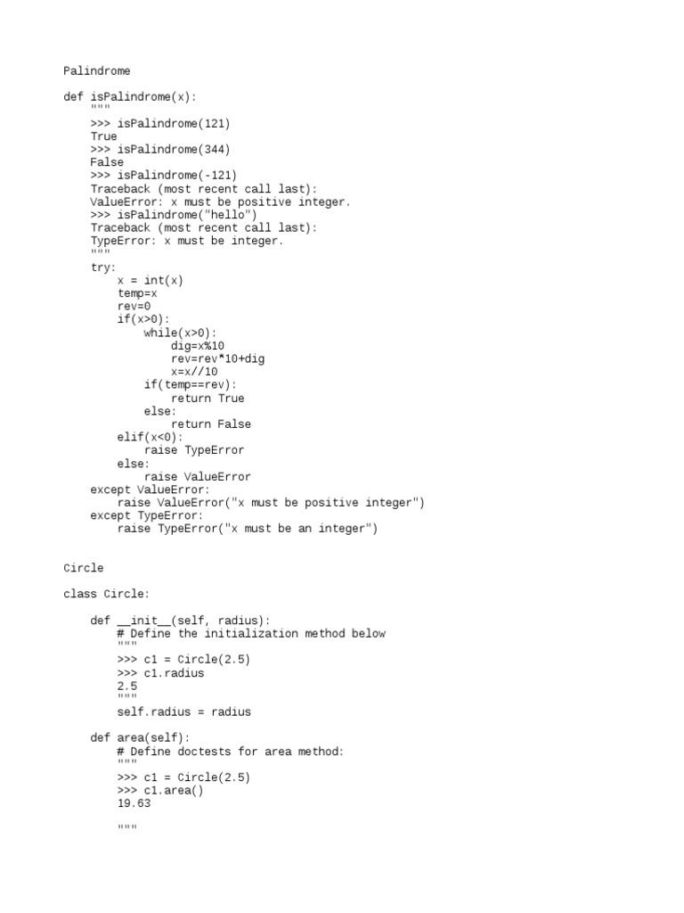 Python Qualis Doctests | PDF | Circle | Elementary Geometry Python Qualis Doctests | PDF | Circle | Elementary Geometry