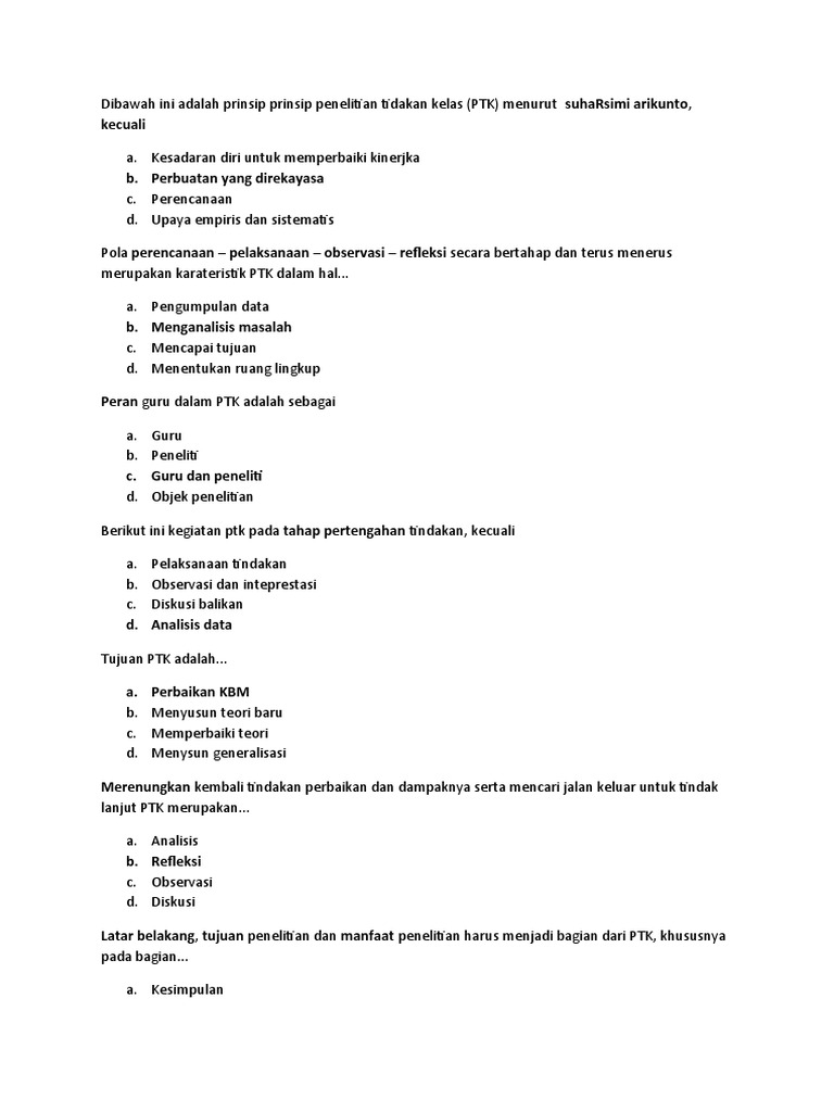 Soal Soal Khusus PTK | PDF