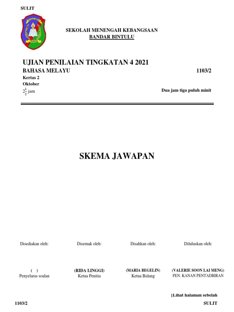Skema Ujian BM Tingkatan 4 | PDF