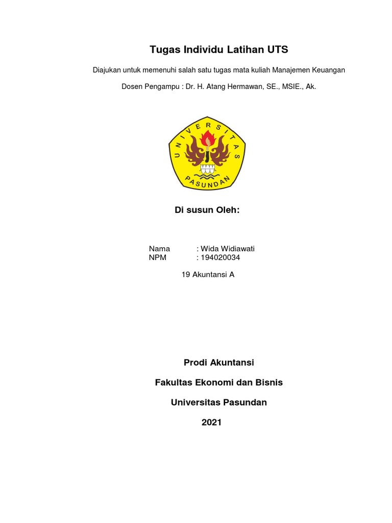 Tugas Latihan Soal Wida Widiawati 19AKA 194020034 | PDF | Karier & Perkembangan