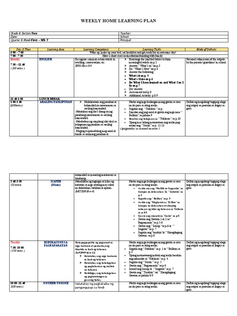WHLP Grade 2 Quarter 1 Week 7 | PDF