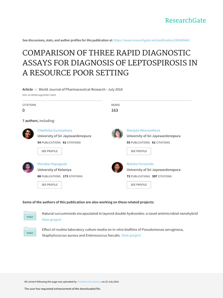 Comparison of Three Rapid Diagnostic Assays For Diagnosis of ...