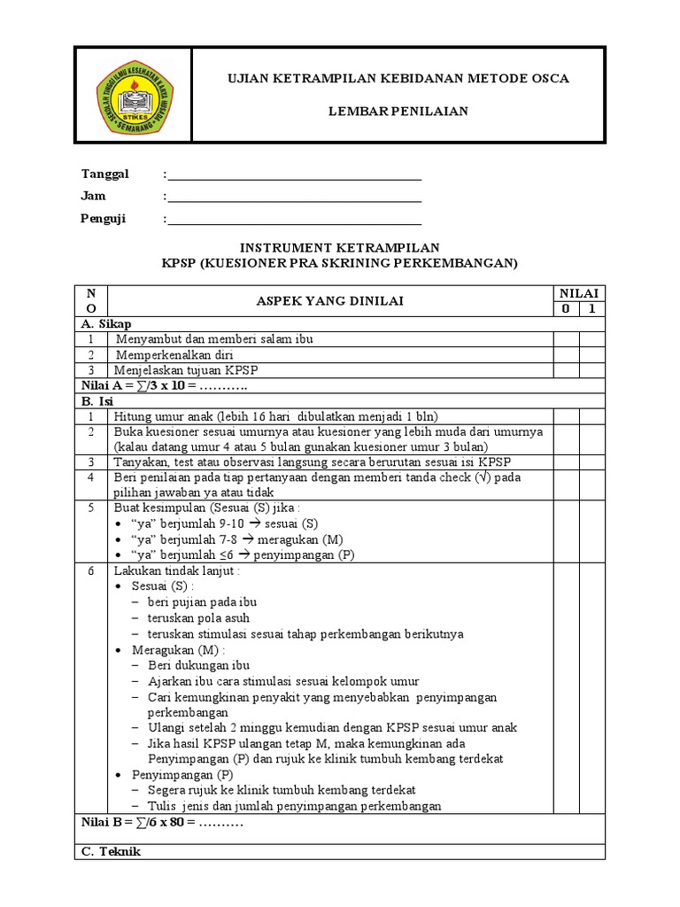 Penilaian KPSP untuk Perkembangan Anak | PDF