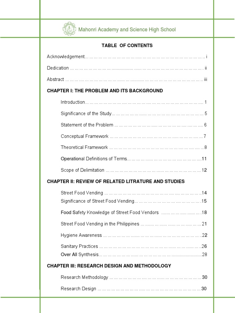 Table of Contents: Mahonri Academy and Science High School | PDF ...