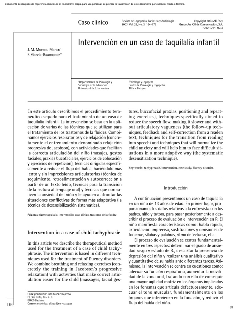 5ARTÍCULO Taquilalia | PDF | Depresión (estado de ánimo) | Ansiedad