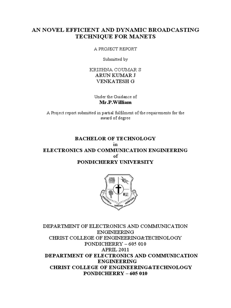 An Novel Efficient and Dynamic Broadcasting Technique For Manets | PDF | Academic Degree ...