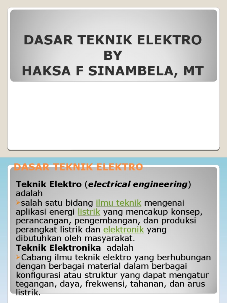 Dasar Teknik Elektro Secara Umum | PDF