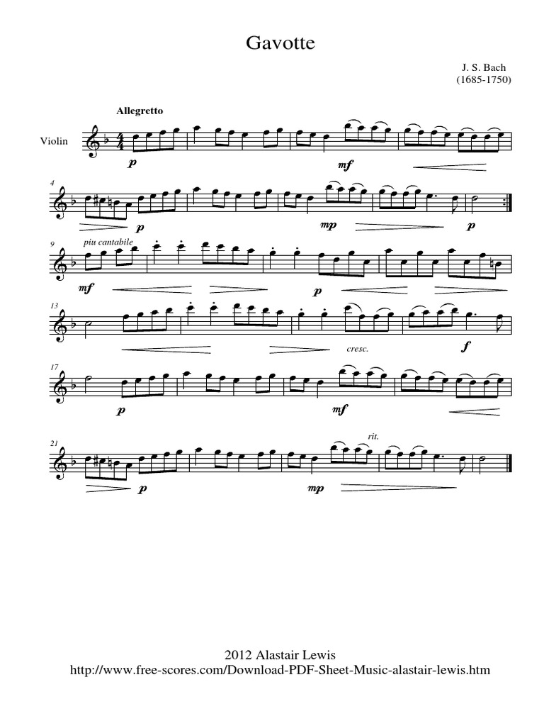 Gavotte - Johann S. Bach (1685 - 1750) | PDF