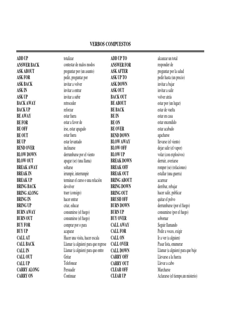 Verbos Compuestos | PDF