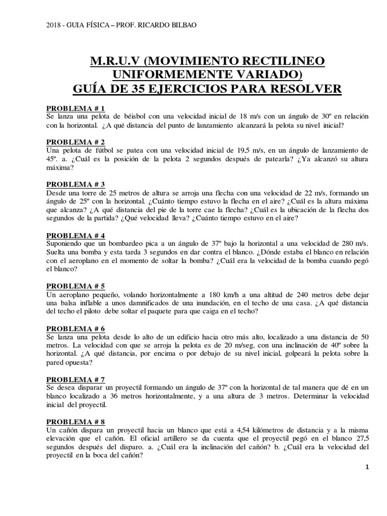 Cinematica (Mruv - Tiro Oblicuo, Parabolico, Vertical y Encuentro) - 35 ...