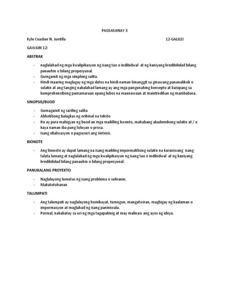 Pagsasanay 3 | PDF