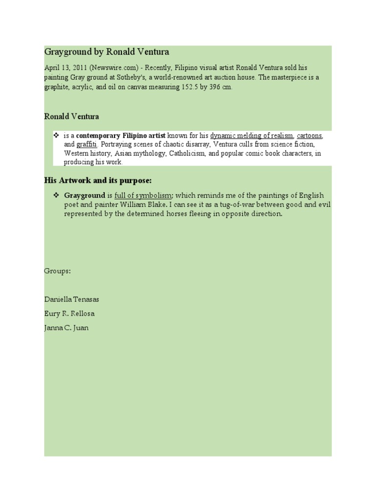 Grayground by Ronald Ventura | PDF | History