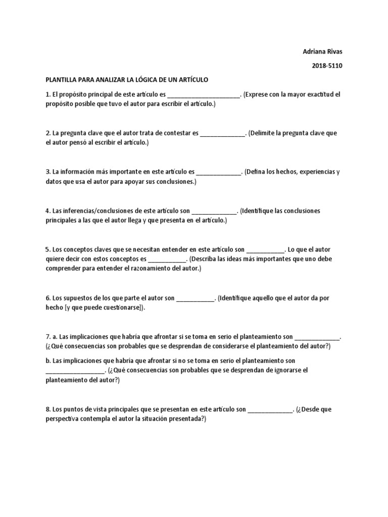 Analisis Critico Plantillas | PDF | Razón | Interacciones de disciplina ...