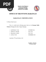 Purok Certification: Republic of The Philippines Province of Sarangani ...