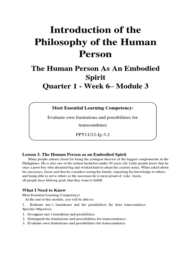 Intro To Philo Module 3 Week 6 | PDF | Transcendence (Philosophy ...