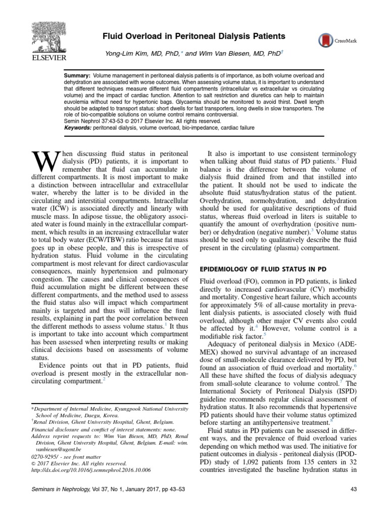 Fluid Overload in Peritoneal Dialysis Patients | PDF | Dialysis | Heart Failure