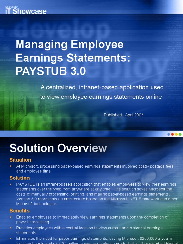 Managing Employee Earnings Statements: Paystub 3.0 | PDF | Windows 2000 ...