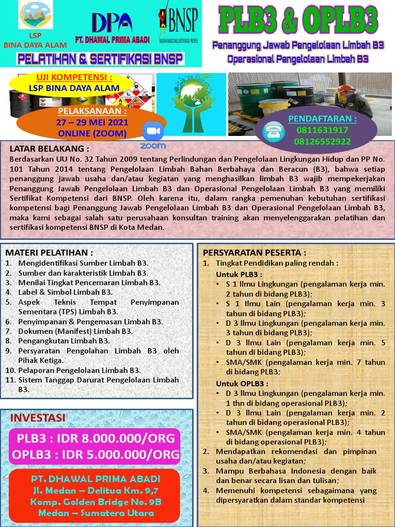 Pelatihan Sertifikasi Pengelolaan Limbah B3 | PDF