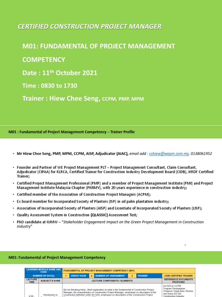 M1. Fundamental of Project Management Competency | PDF | Project ...