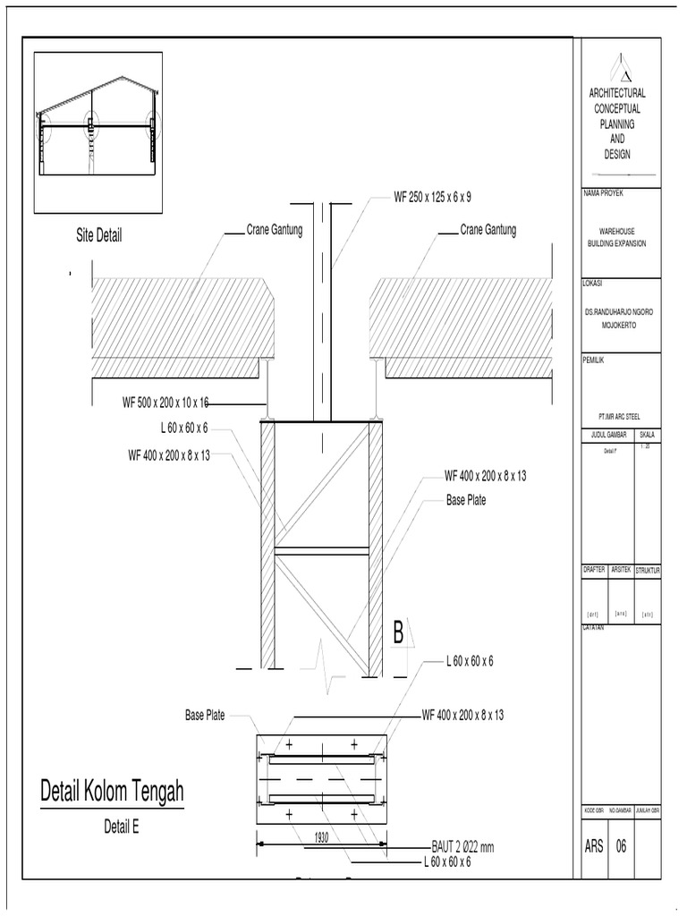 CAD DRAFT STEEL MJKT Detail KOLOM E | PDF