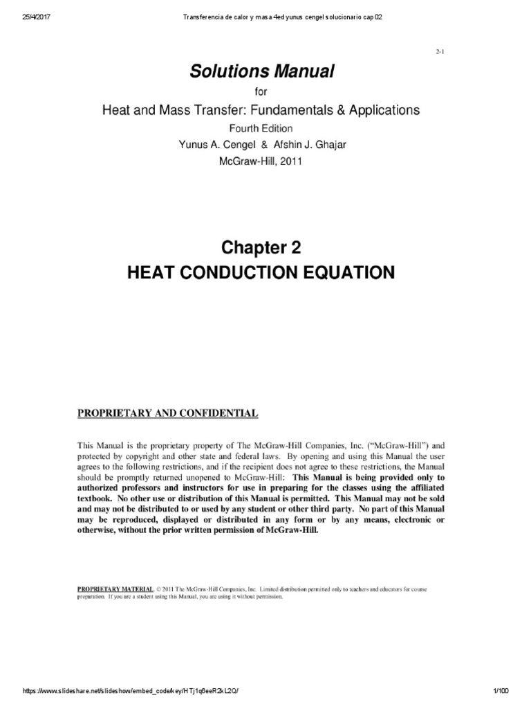 Transferencia de Calor y Masa 4ed Yunus Cengel Solucionario Cap 02 | PDF