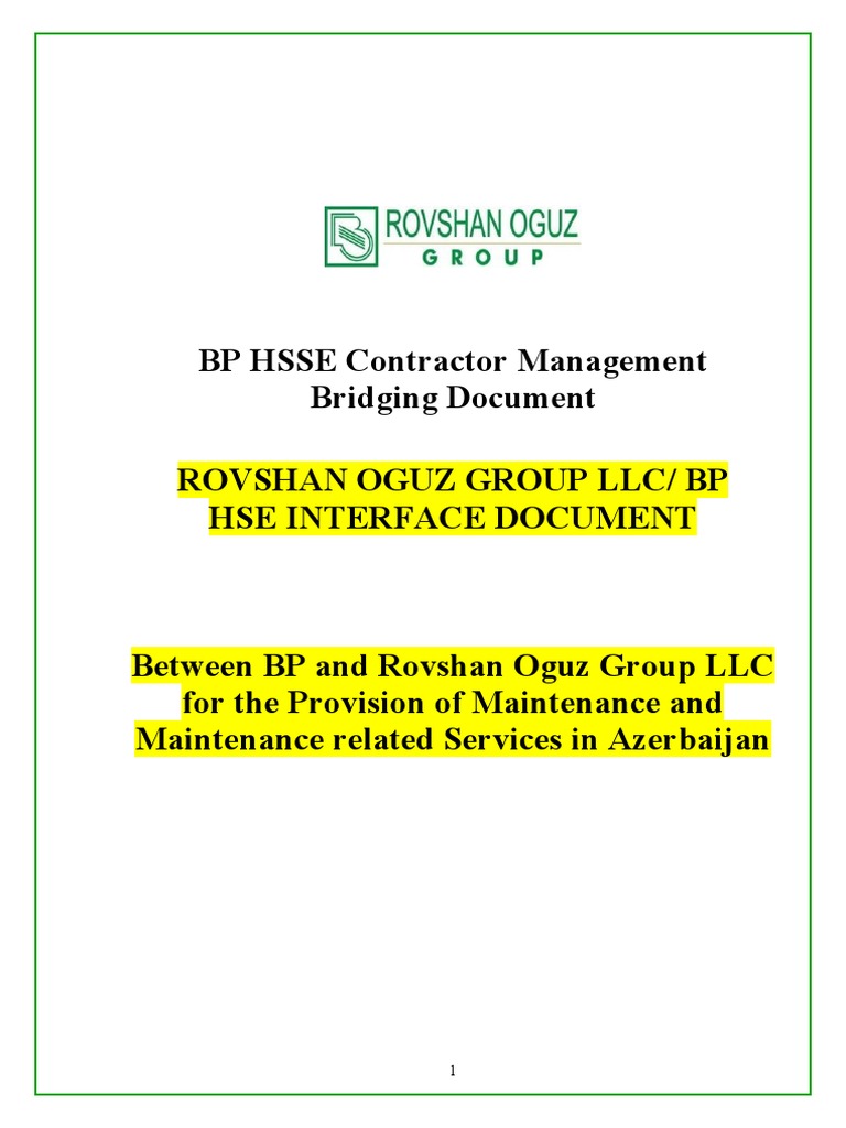 BP HSE Int - Bridging Documents 2011, Rev 00. | PDF | Occupational ...