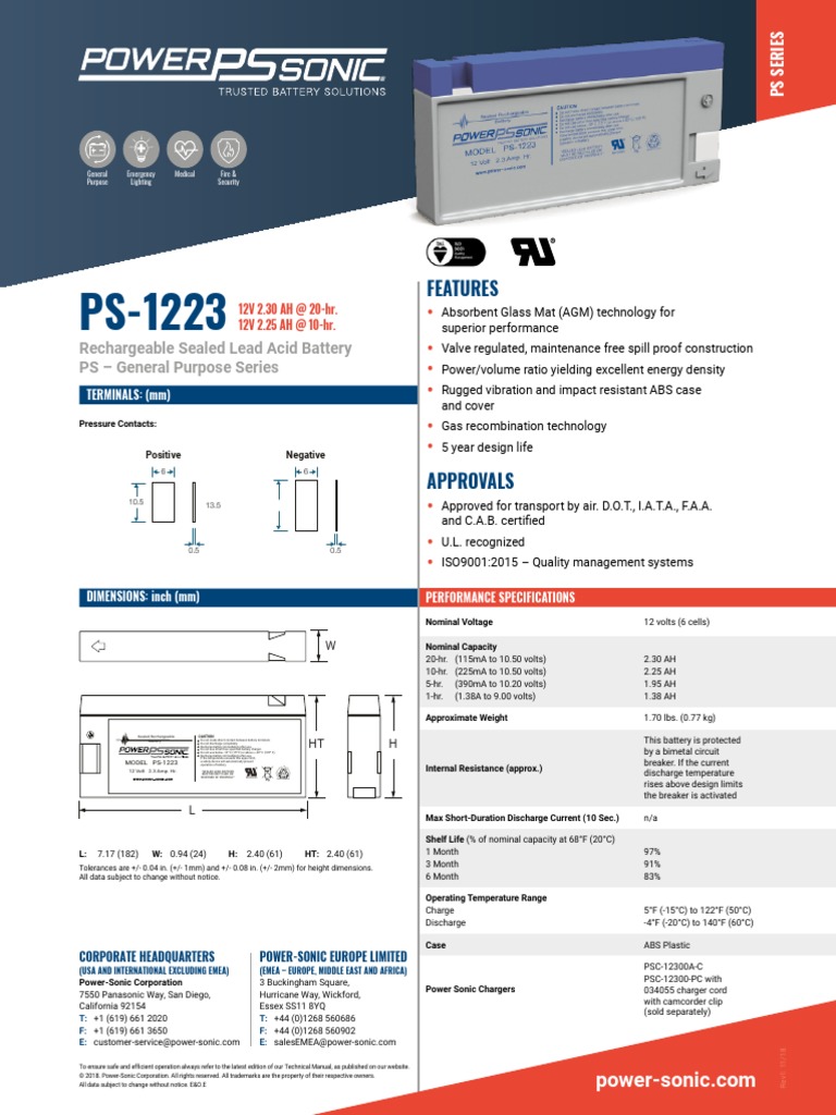 PS-1223 Technical Specifications - US | PDF | Battery Charger ...
