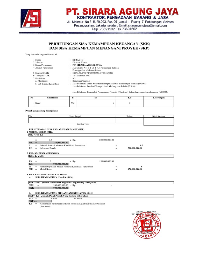 D.7. Perhitungan SKK Dan KD-1 | PDF