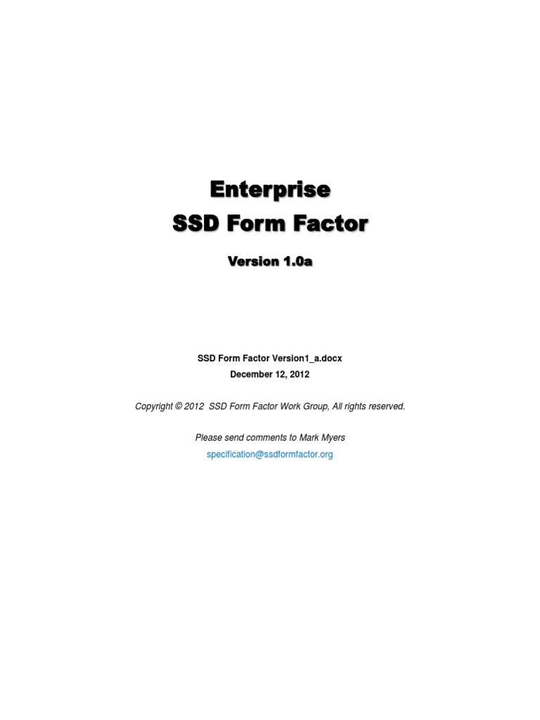 Enterprise SSD Form Factor: Version 1.0a | Download Free PDF | Solid ...