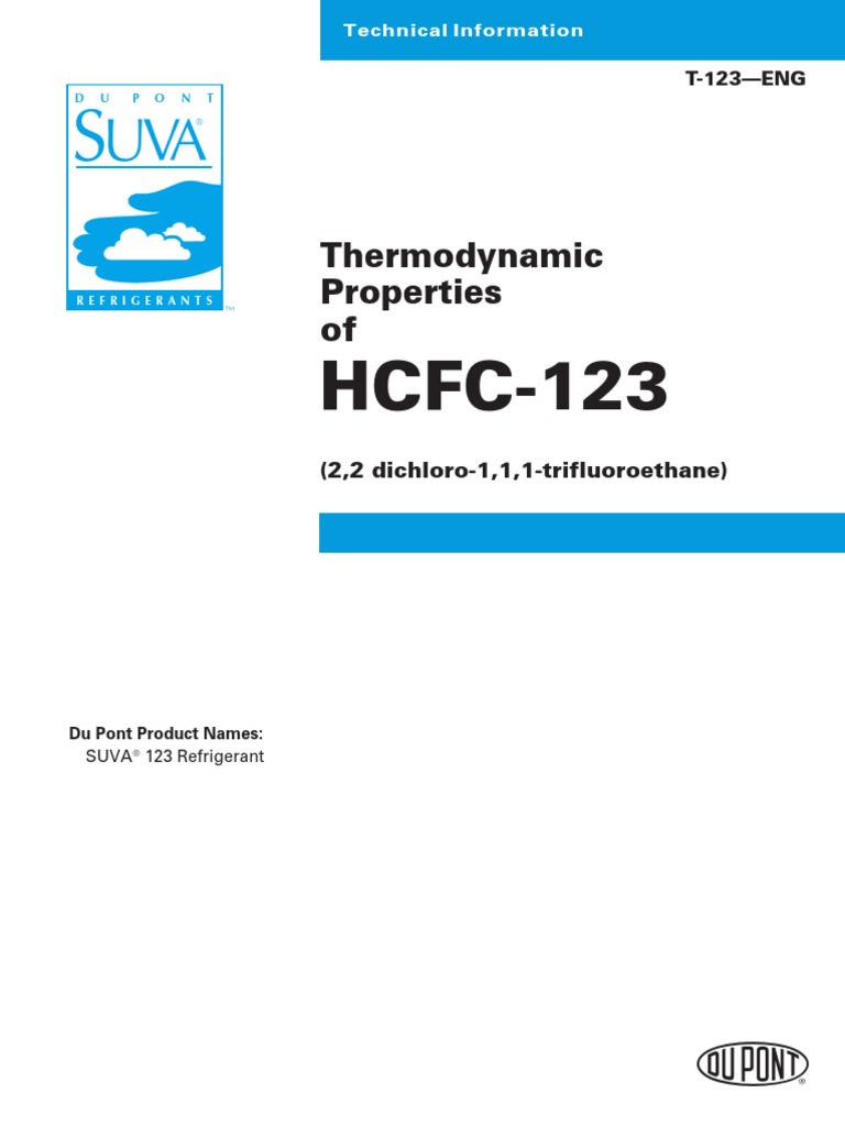 HCFC-123: Thermodynamic Properties of | PDF | Enthalpy | Pressure