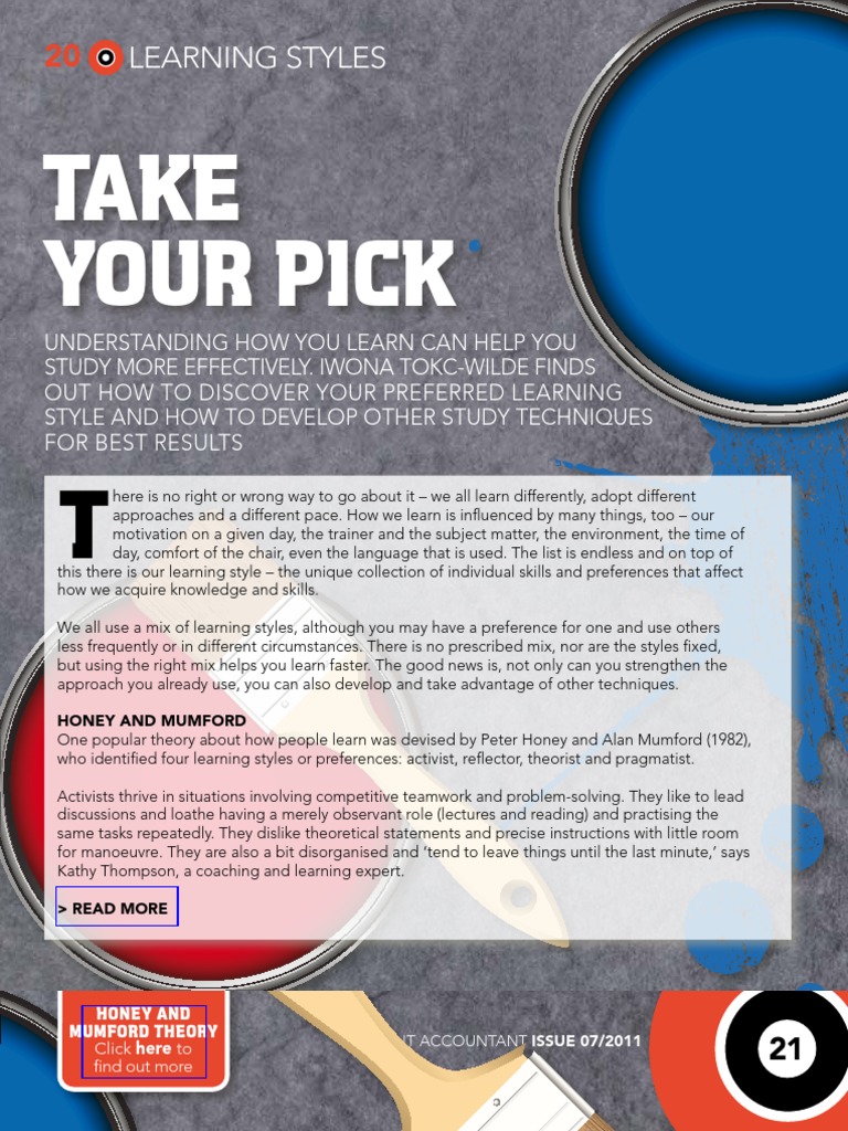 Take Your Pick: Learning Styles | PDF | Learning Styles | Sexism