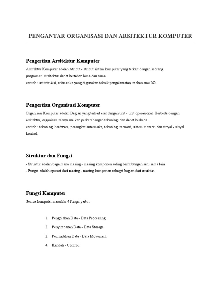 Pengantar Organisasi Dan Arsitektur Komputer | PDF | Bisnis