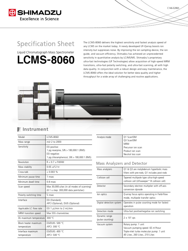 Specification Sheet: Instrument | Download Free PDF | Tandem Mass ...