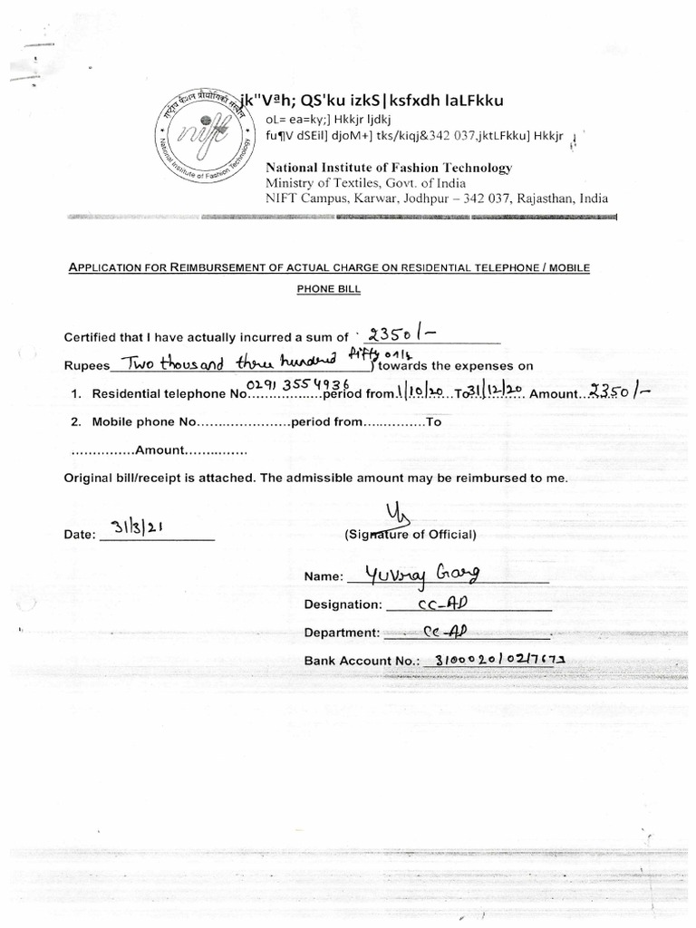 Telephone Bill Oct To Dec | PDF