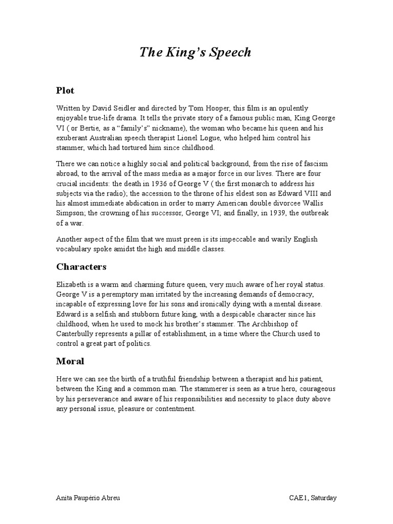Review The King's Speech | PDF