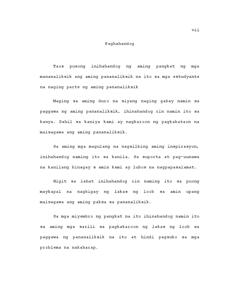 Paghahandog, Talaan NG Nilalaman, Talaan NG Talahanayan | PDF