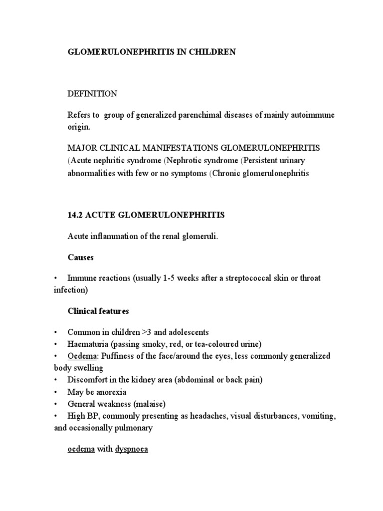 Glomerulonephritis in Children | PDF | Nephrology | Internal Medicine