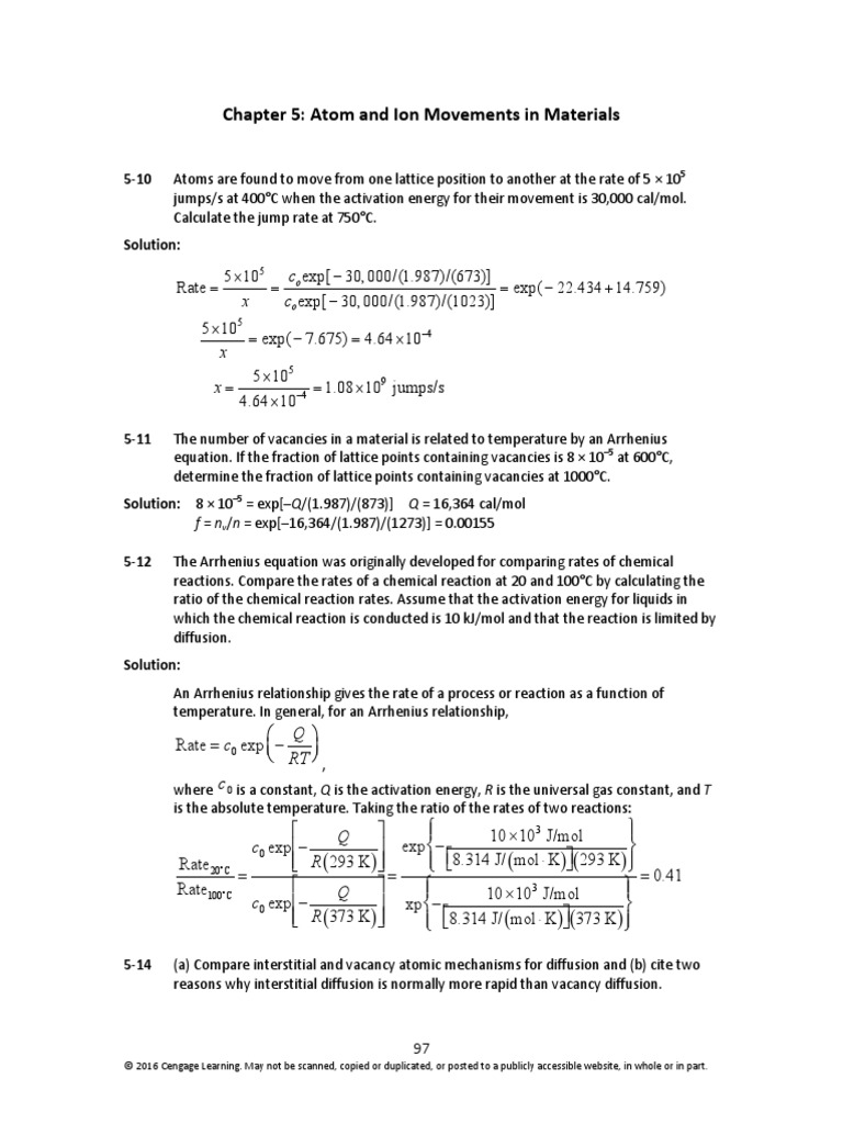 Askeland Science and Engineering 7e ISM Chapter 05 | PDF | Doping (Semiconductor) | Diffusion