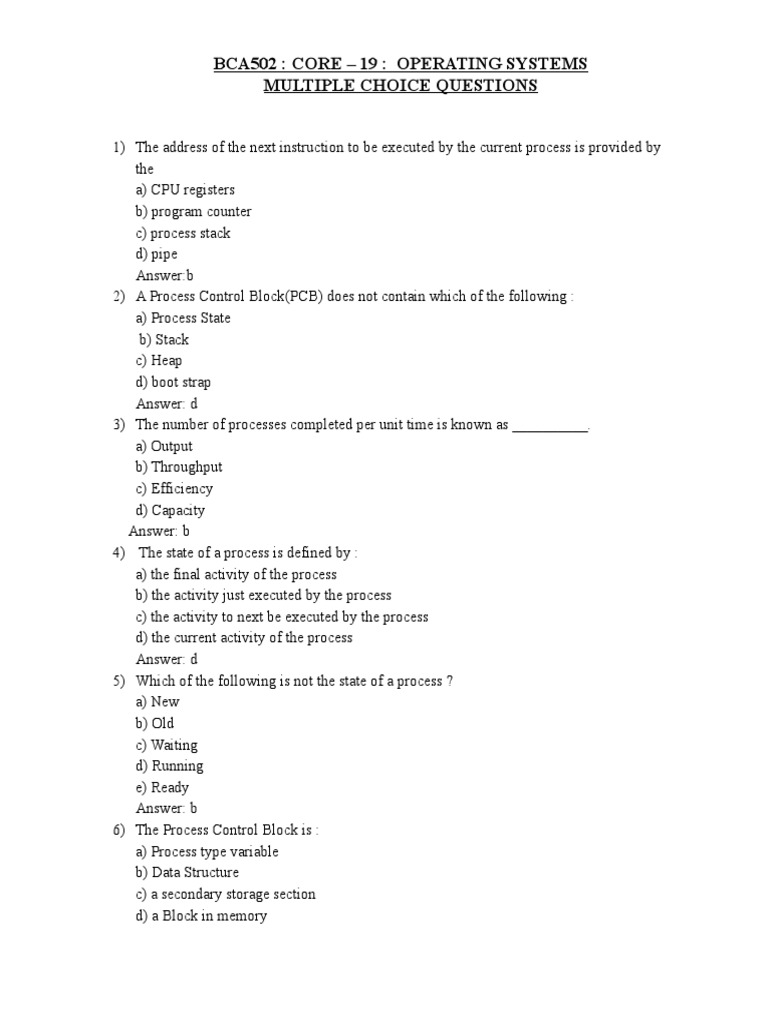 Operating Systems MCQs Guide | PDF | Scheduling (Computing) | Process (Computing)