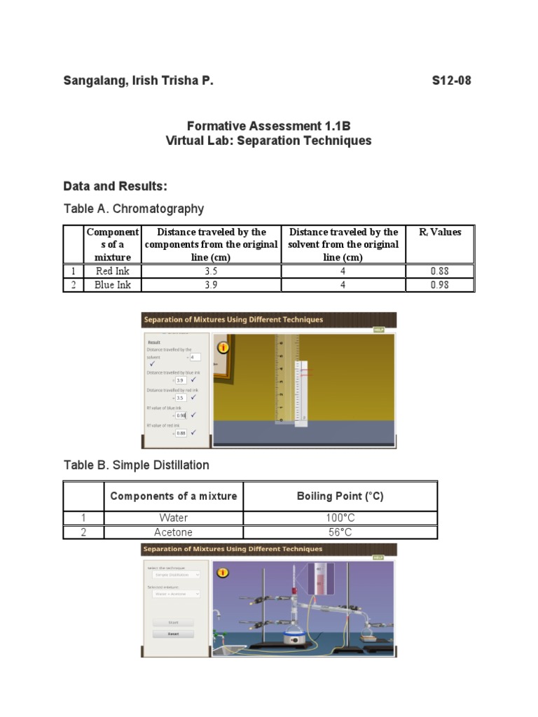 Chemistry Lab: Separation Techniques | PDF | Chromatography | Distillation