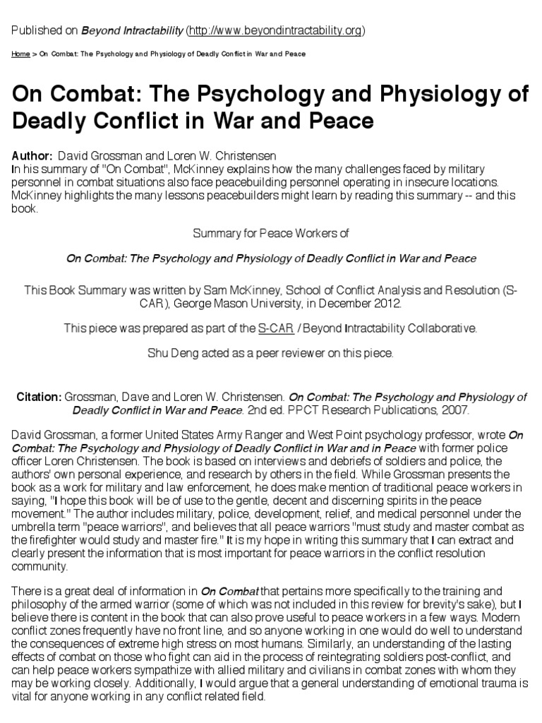 Summary of Grossman's "On Combat" | PDF | Perception | Psychological Trauma