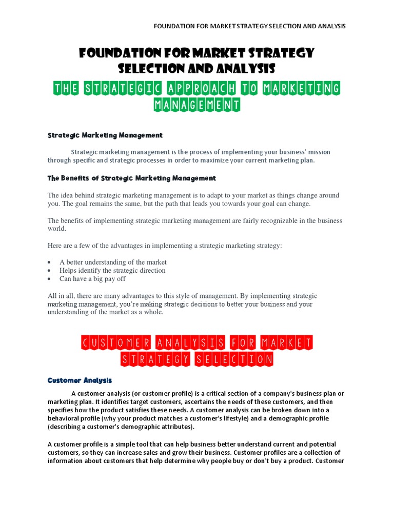 Module 6 - Foundation For Market Strategy Selection and Analysis | PDF ...