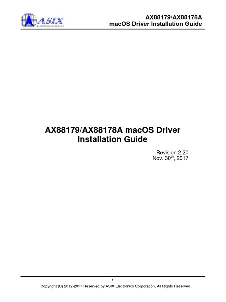 AX88179 178A MacOS Driver Installation Guide v220 | PDF