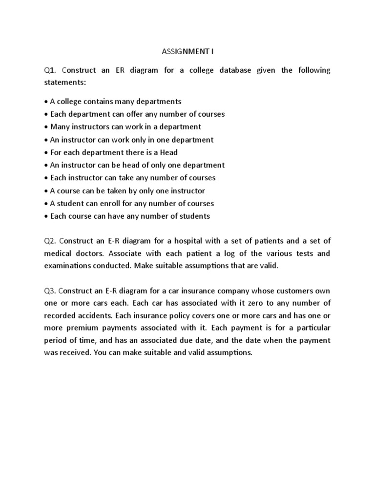 ER Diagram Assignments Guide | PDF