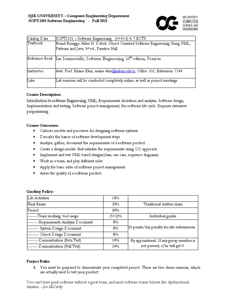 Ian Sommerville, Software Engineering, 10 Edition, Pearson: @isikun ...