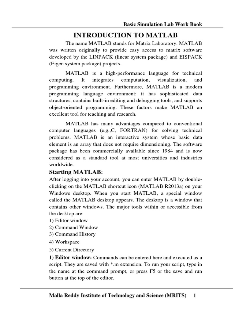 BS Manual r18 - PDF | PDF | Matrix (Mathematics) | Matlab