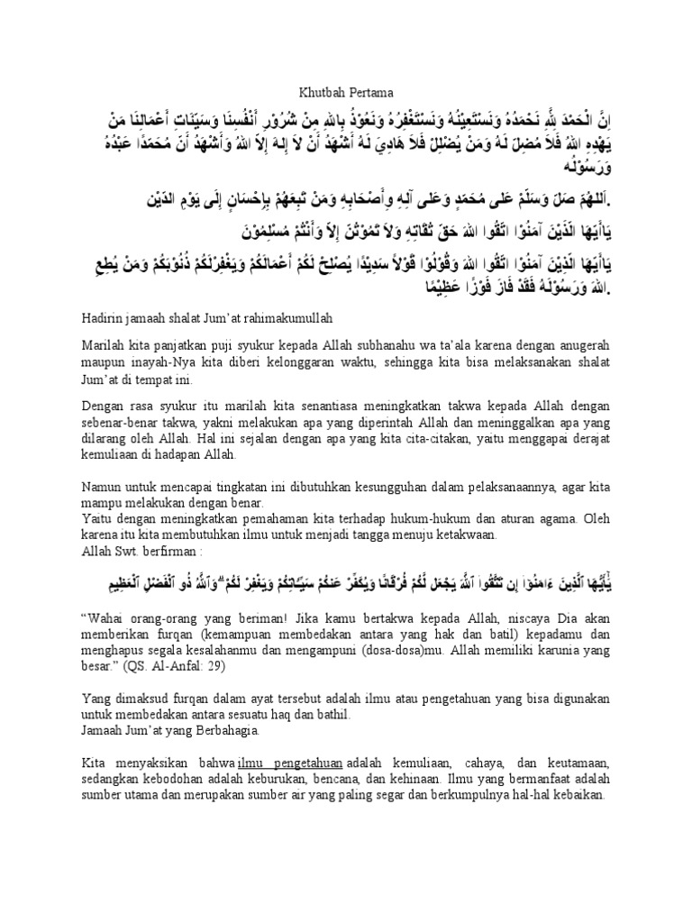 Khutbah Jumat Keutamaan Orang Berilmu | PDF